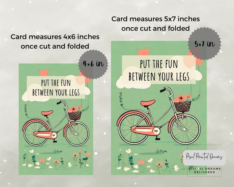 Bike Lovers Printable Birthday Card, Funny Biking Cycling Digital Card, Bike Greeting Card, 5x7 ...