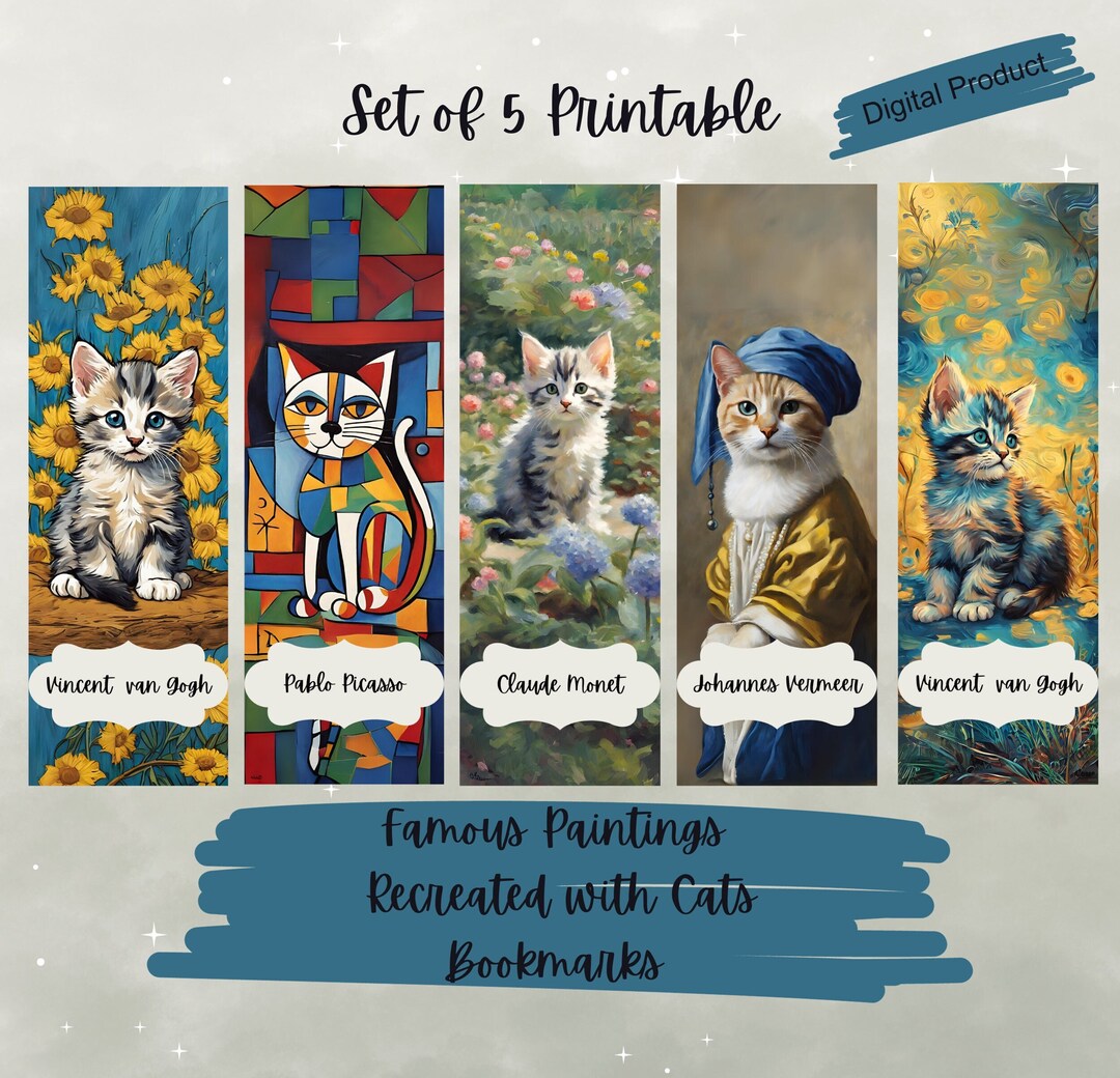 Famous Paintings Recreated With Cats Bookmarks Set of 5 - Etsy