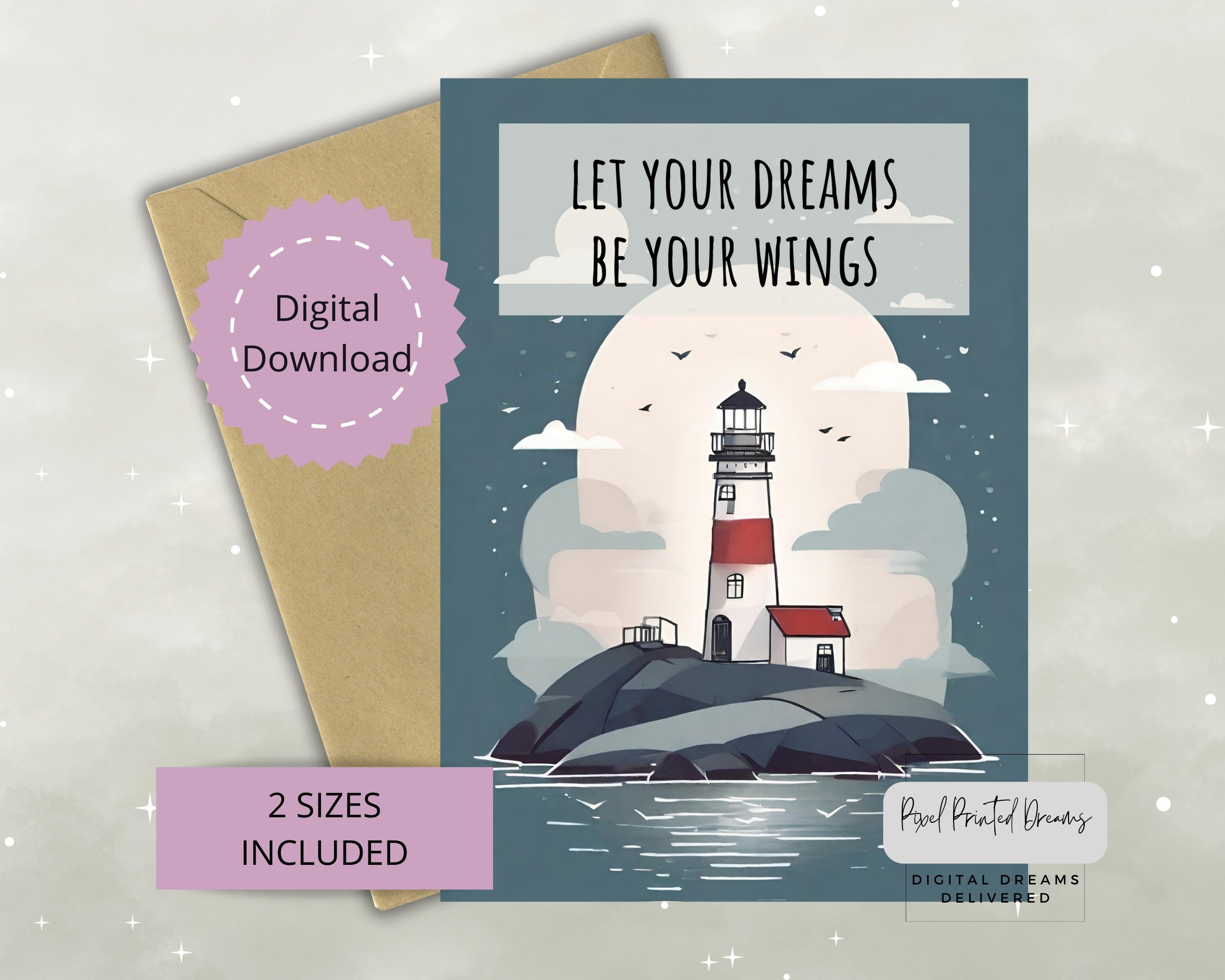 Lighthouse Printable Birthday Card, Lighthouse Digital Card, Lighthouse ...