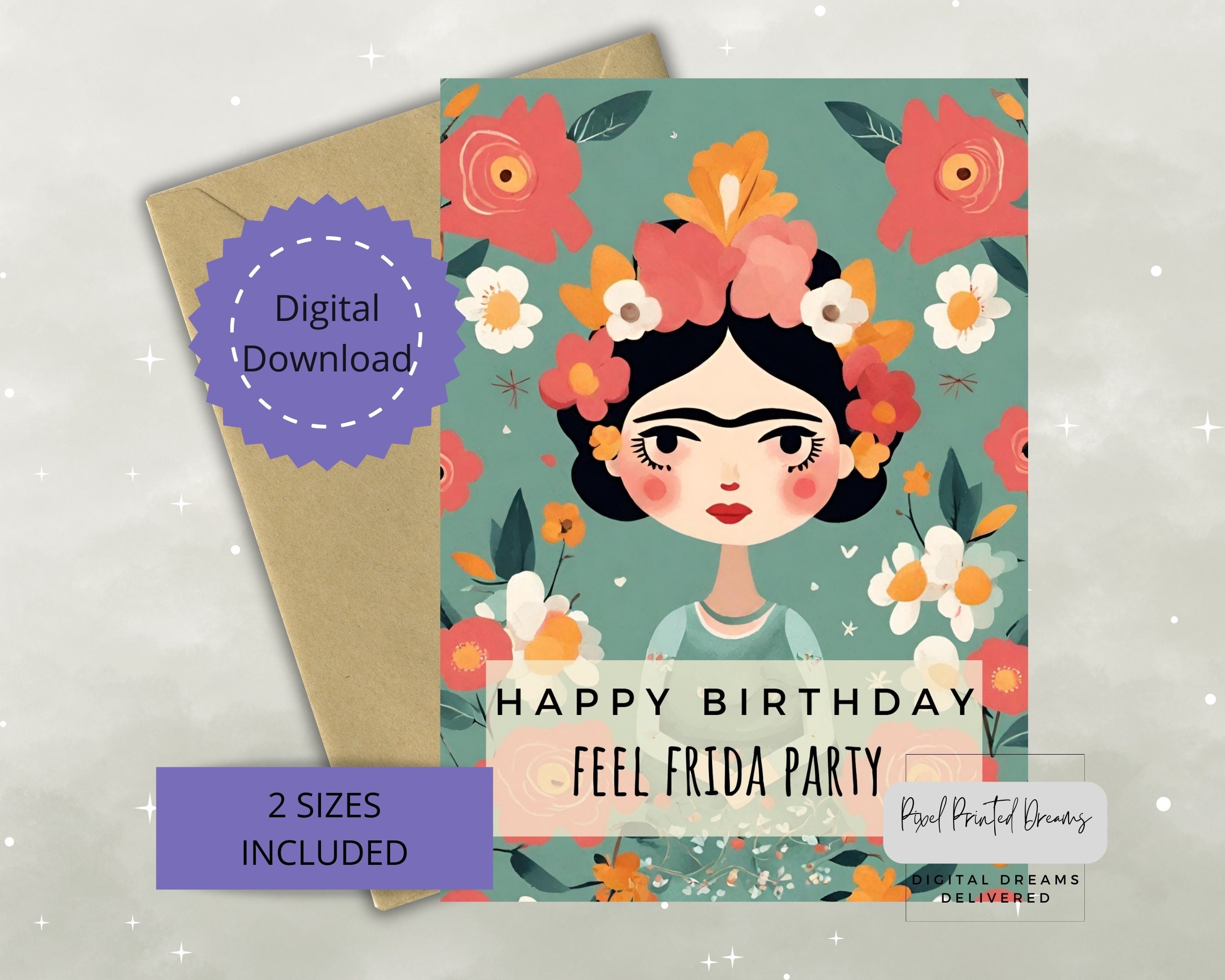 Frida Kahlo Printable Birthday Card, Frida Digital Card, Frida Greeting ...