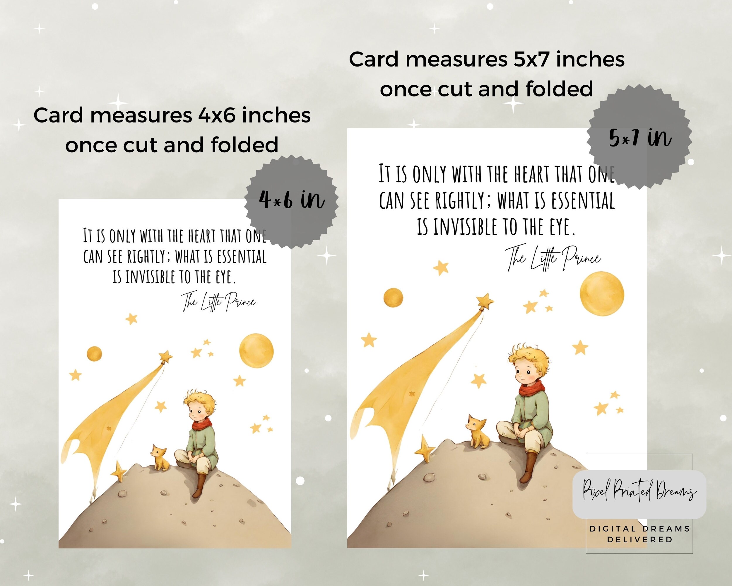 The Little Prince Printable Card, the Little Prince Digital Card ...