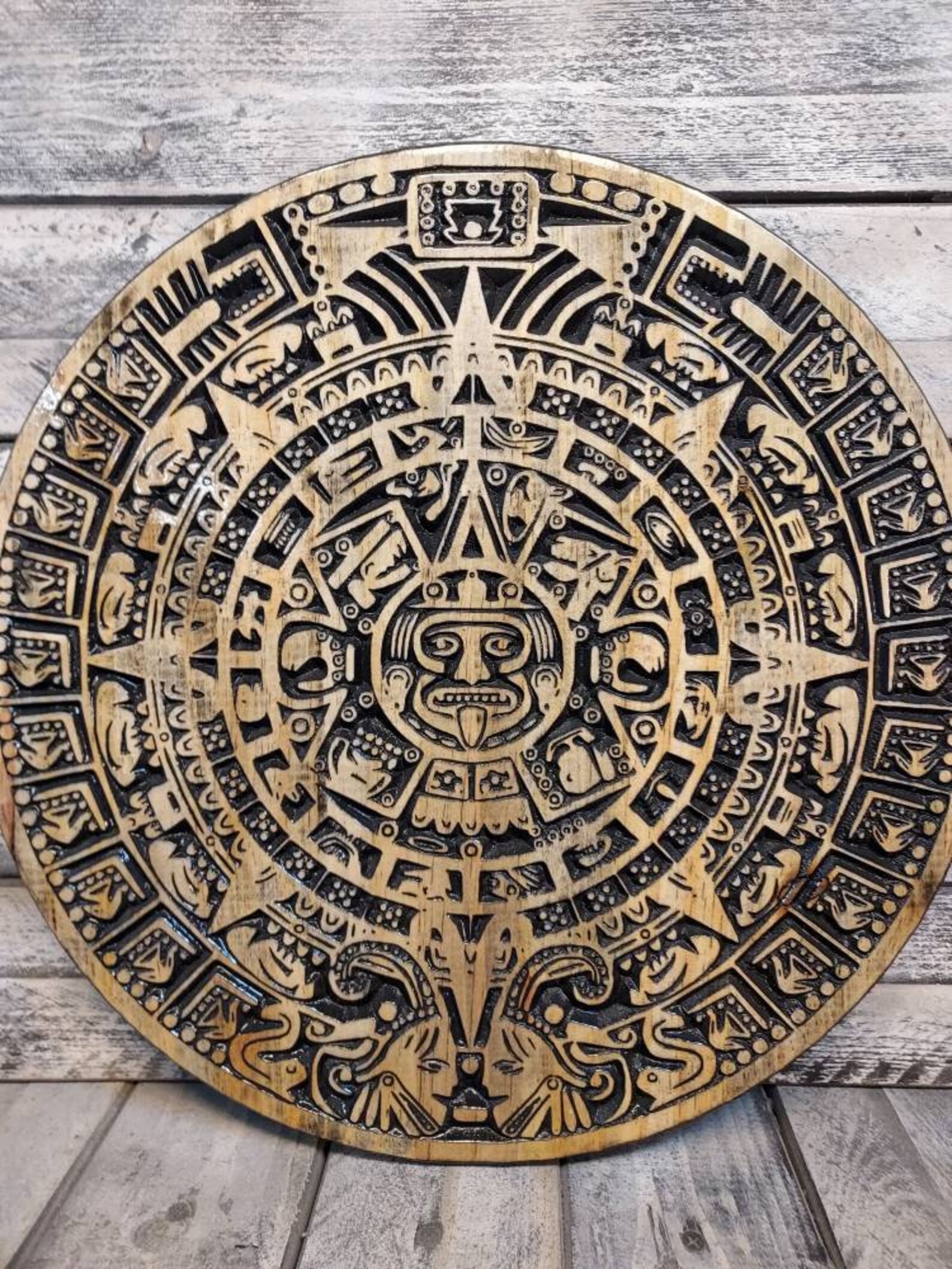 15 Aztec Calendar Wood Carving Plaque Home Decor CNC - Etsy
