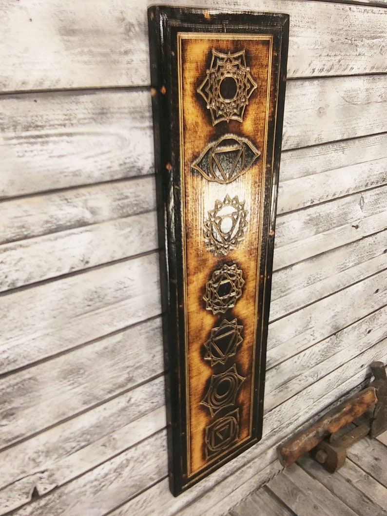 Chakras Wood Carving Burning Chakra Art Meditation Space - Etsy