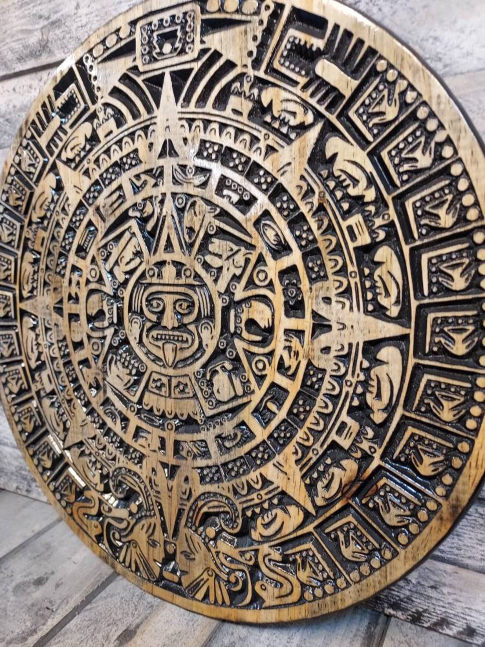 15 Aztec Calendar Wood Carving Plaque Home Decor CNC - Etsy