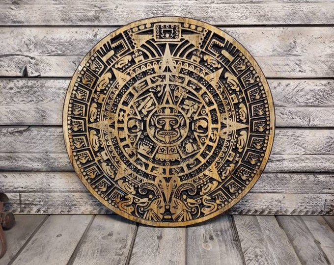 15 Aztec Calendar Wood Carving Plaque Home Decor CNC - Etsy