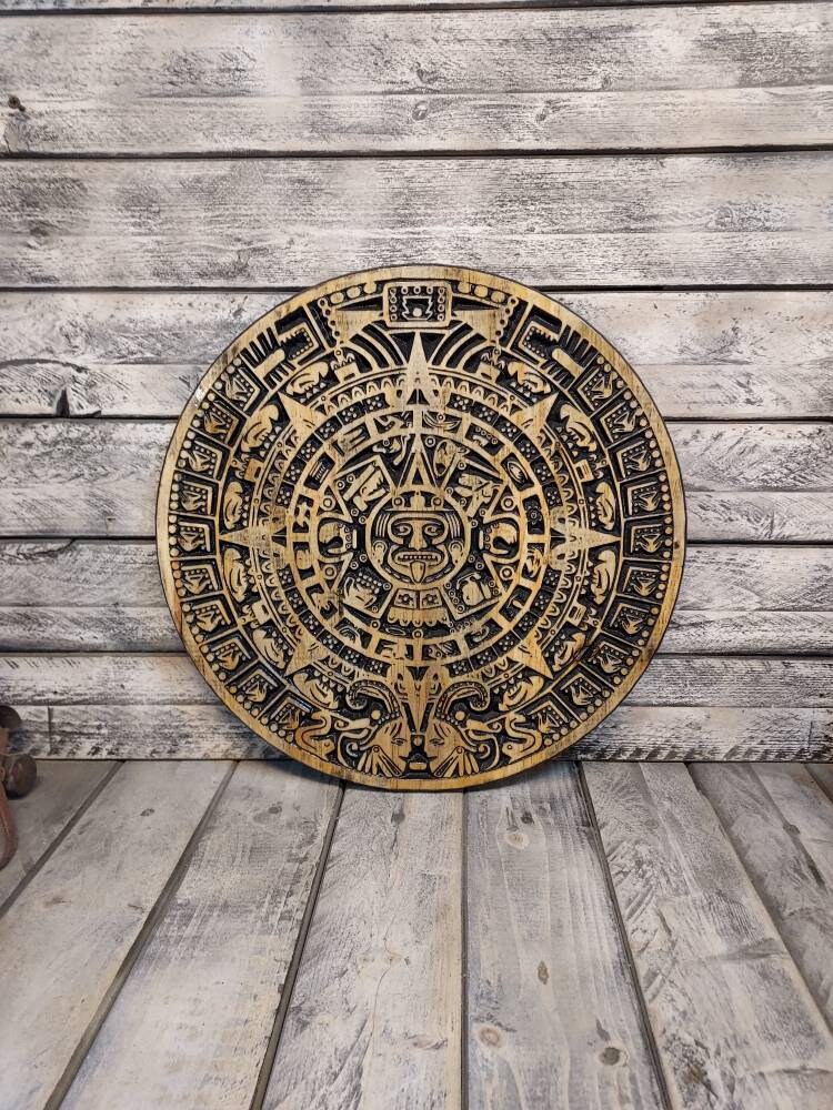 15 Aztec Calendar Wood Carving Plaque Home Decor CNC - Etsy