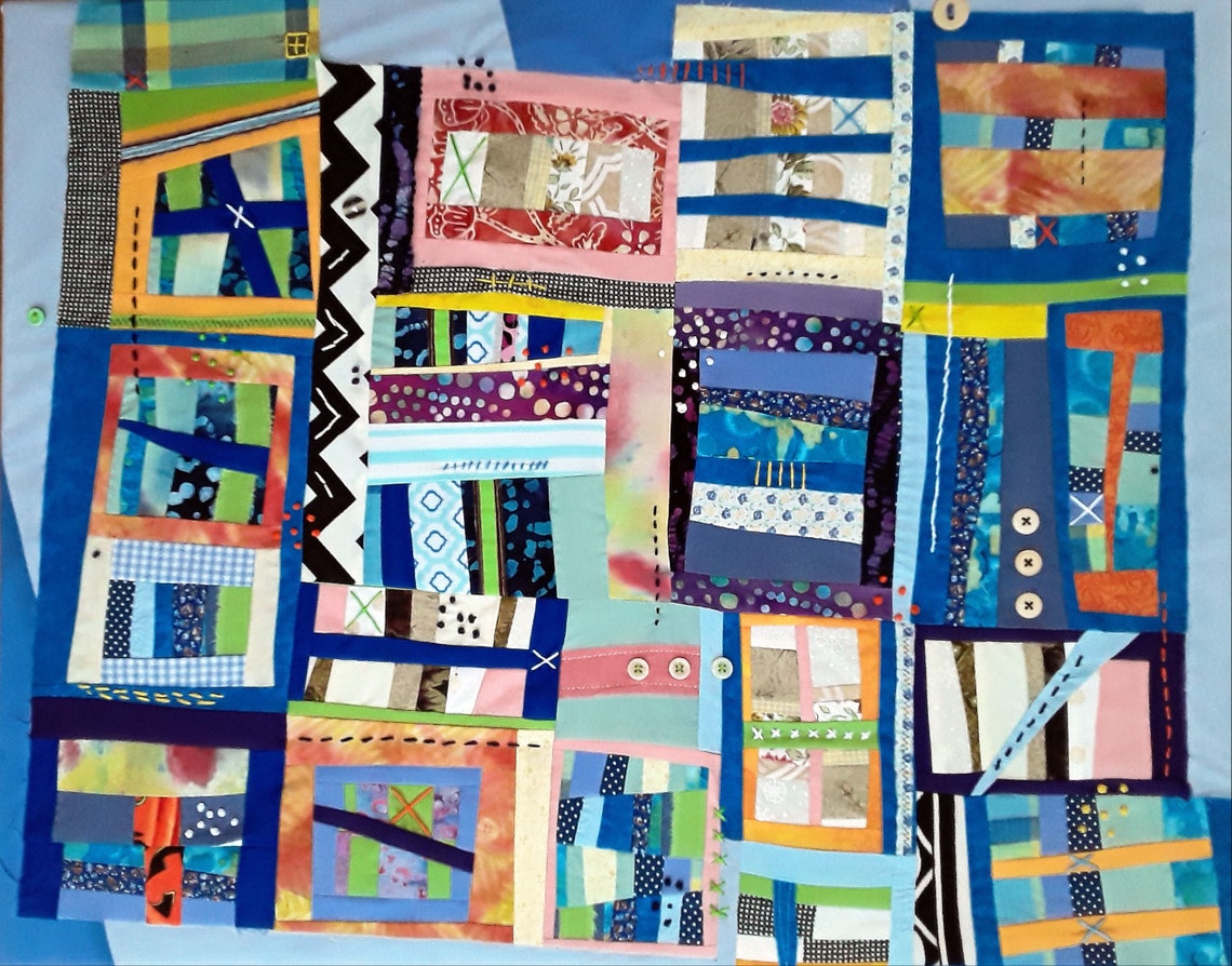 Abstract Fabric Art Textile Artwork Improv Wall Hanging - Etsy