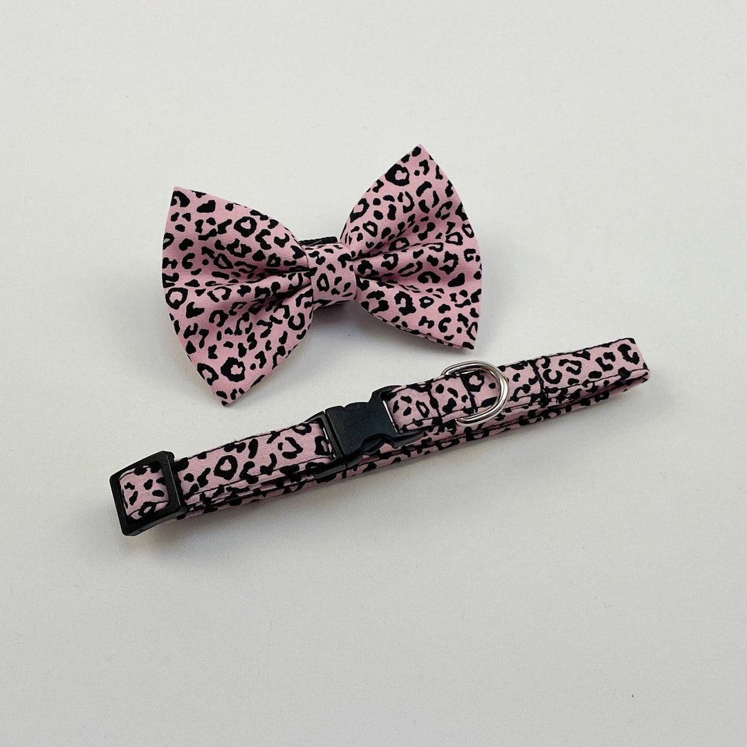 Pink Handmade Leopard Print Cat Collar - Etsy
