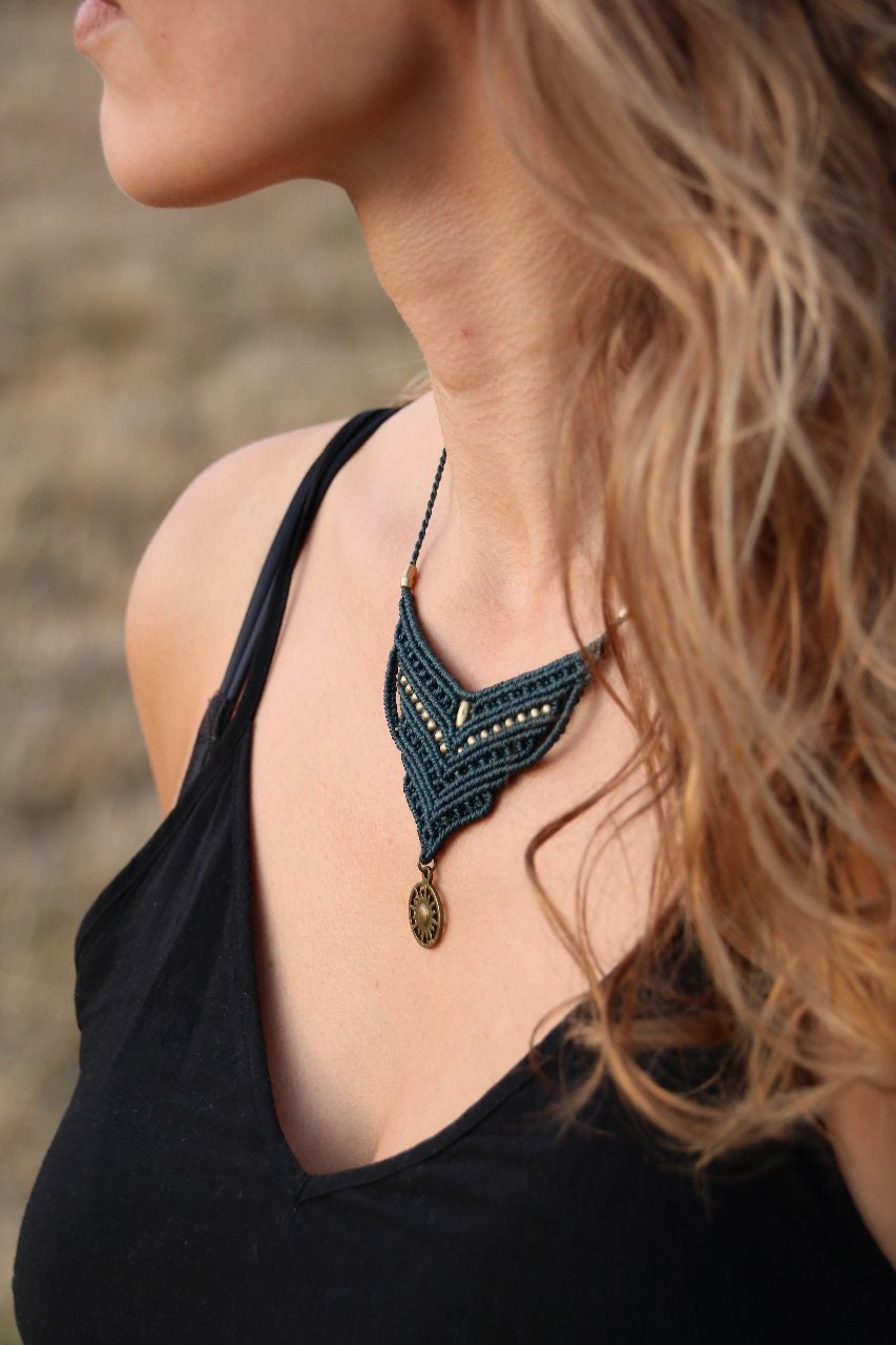 Macrame Necklace Collier Macrame Handmade Jewelry Micro - Etsy UK