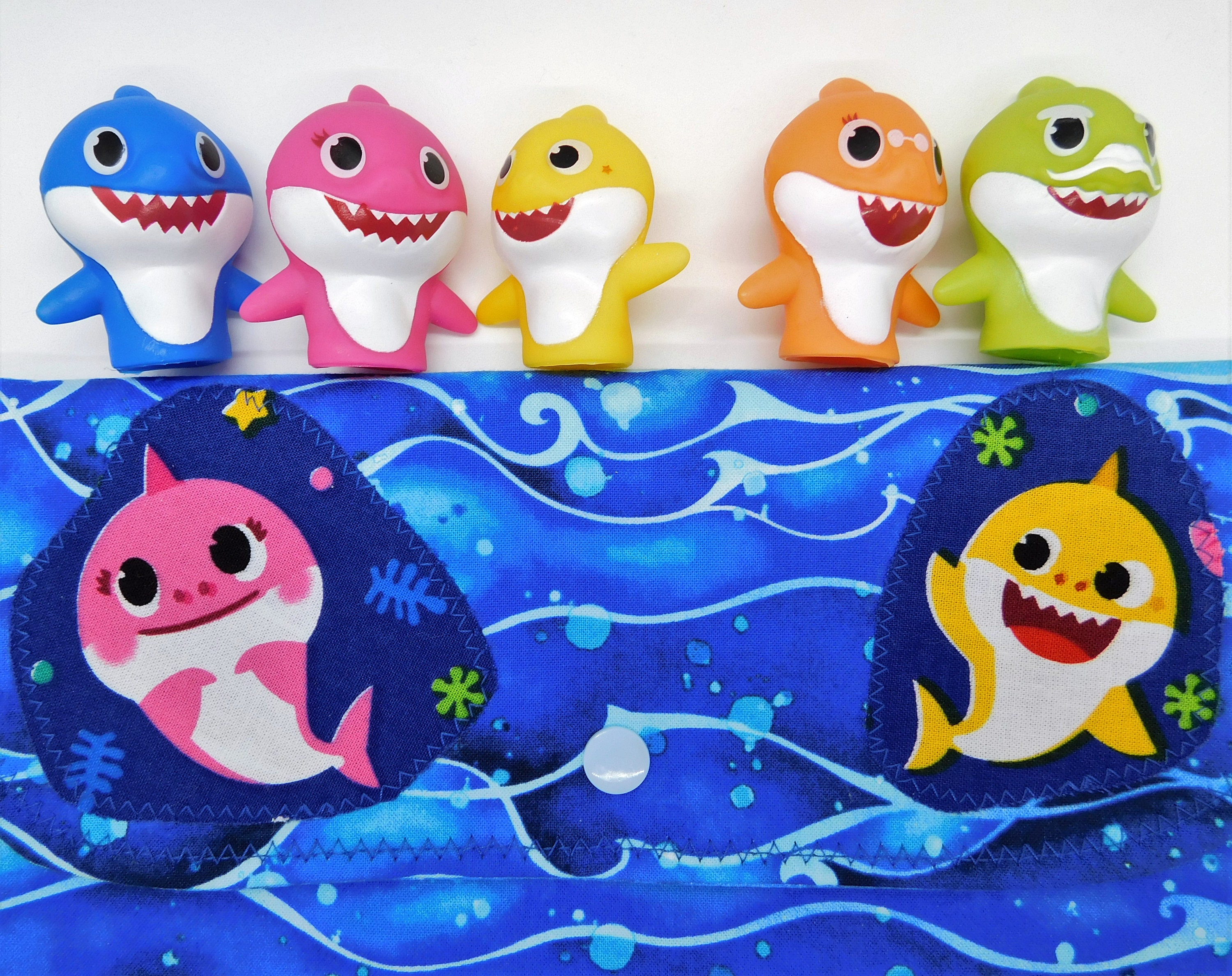 Baby Shark Play Pouch 5 Baby Shark Finger Puppets Toys Snap Closure ...