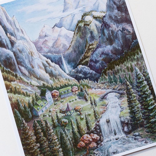 Rivendell Watercolor Print Tolkien Art Lord of the Rings - Etsy