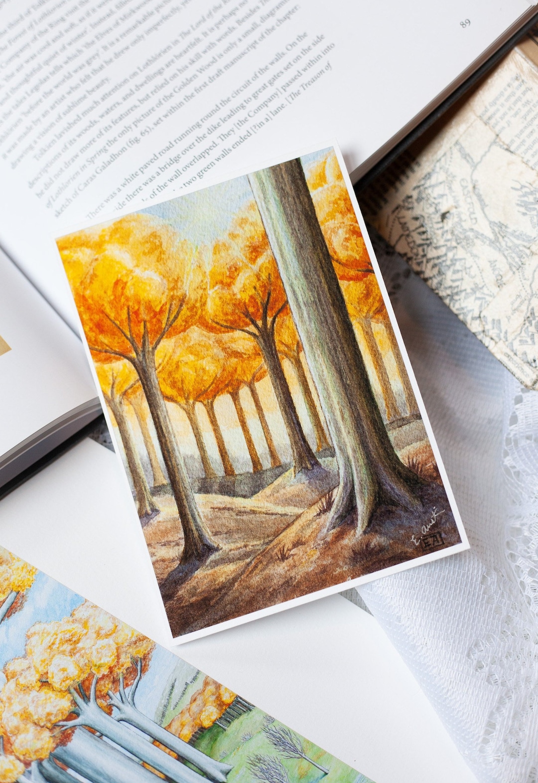 Lothlorien Forest Print, Mallorn Trees, Golden Wood, Lord of the Rings ...