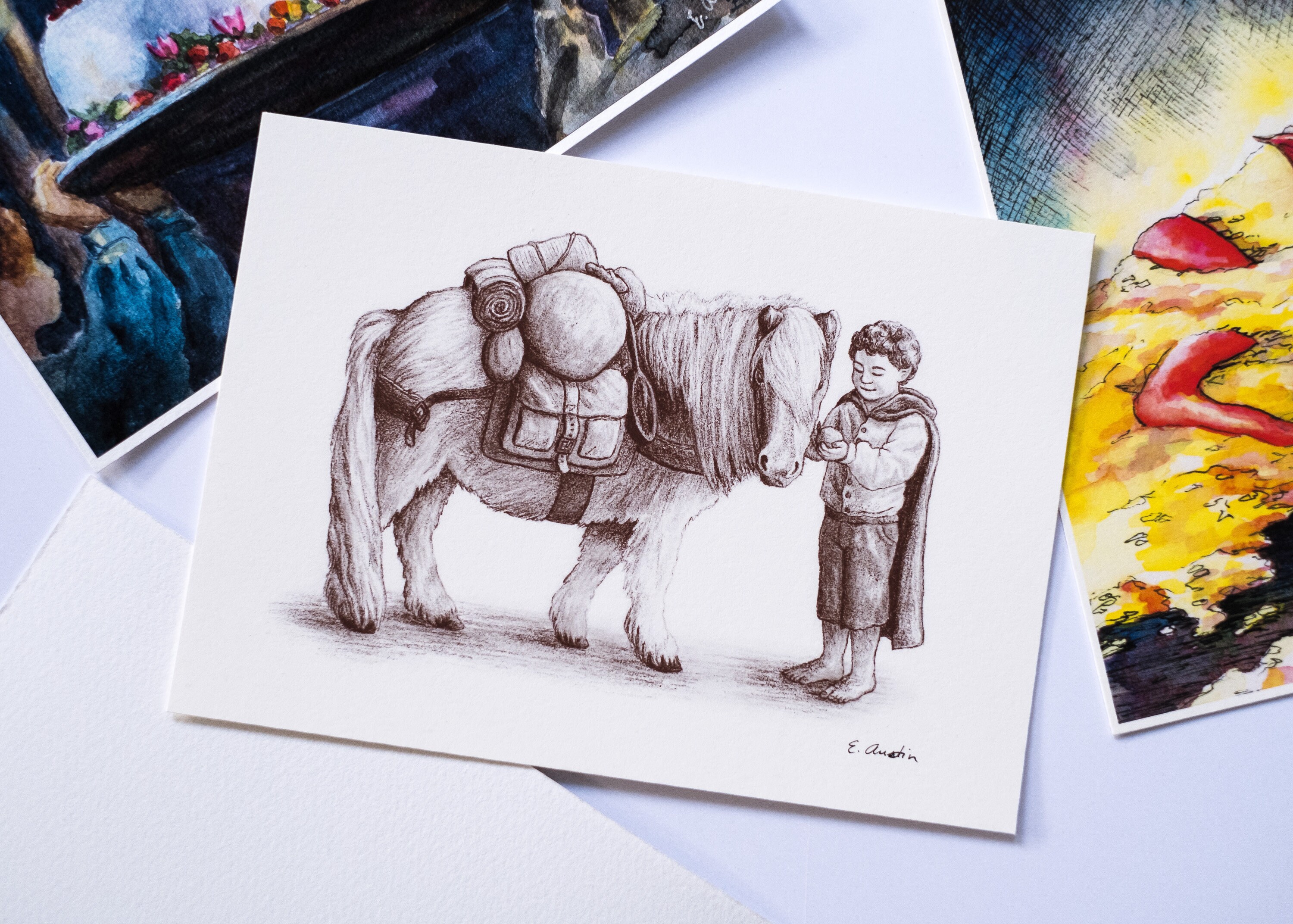 Samwise and Bill the Pony Charcoal Drawing Art Print Lord of | Etsy