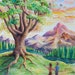 Leaf by Niggle Print, Tolkien Inspired Art, Tree and Mountains ...