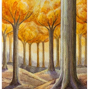 Lothlorien Forest Print, Mallorn Trees, Golden Wood, Lord of the Rings ...