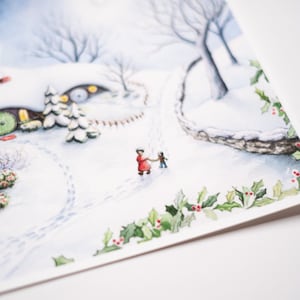Winter Hobbiton Scene, Lord of the Rings Art Print, Hobbit Holes, the ...