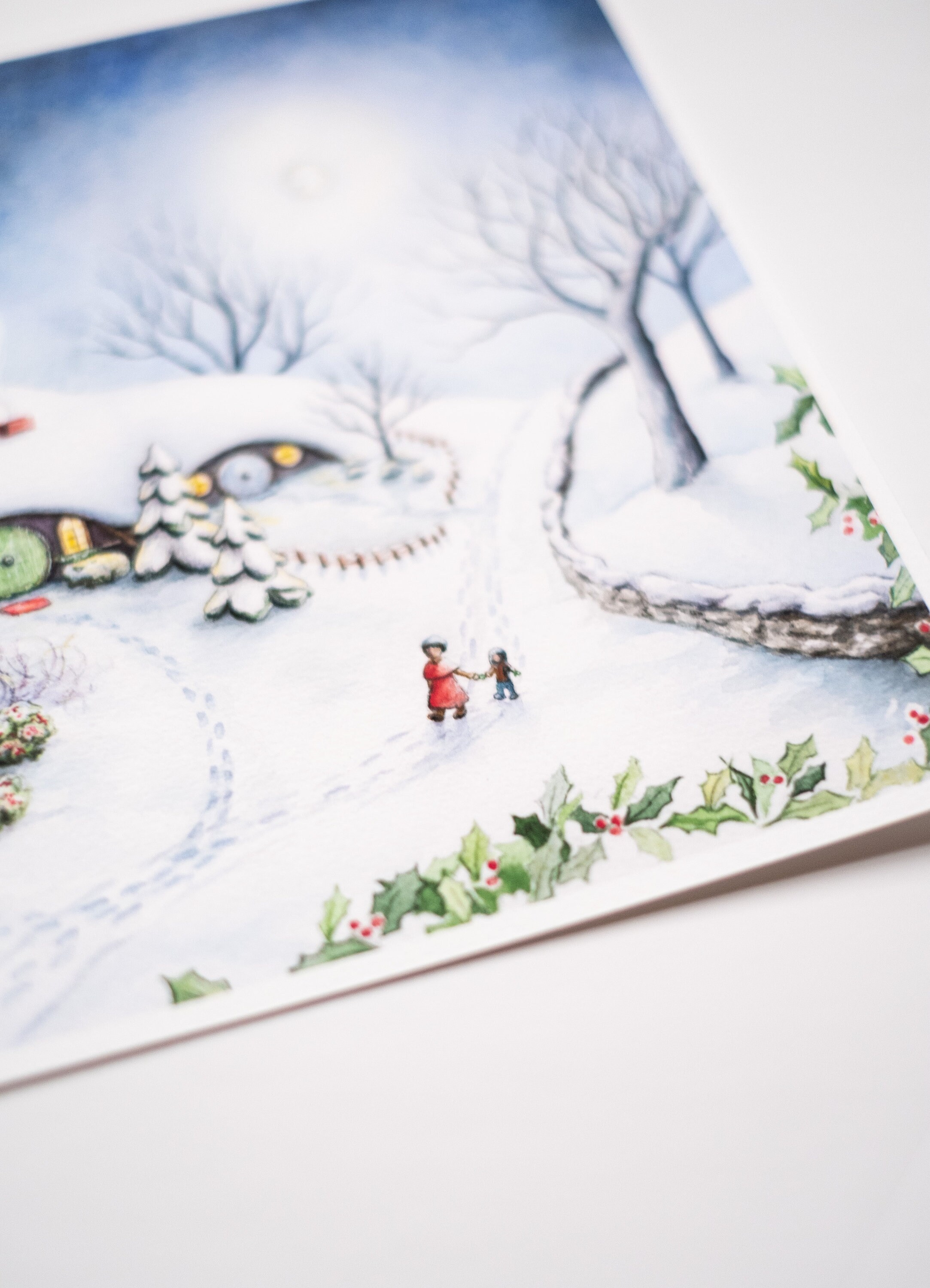 Winter Hobbiton Scene, Lord of the Rings Art Print, Hobbit Holes, the ...