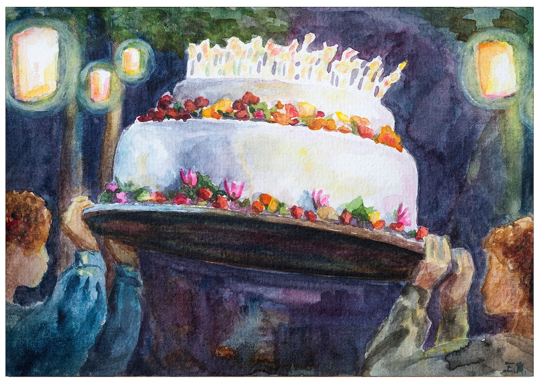 Bilbo's Birthday Cake Watercolor, the Lord of the Rings, the Hobbit ...