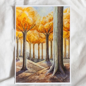 Lothlorien Forest Print, Mallorn Trees, Golden Wood, Lord of the Rings ...
