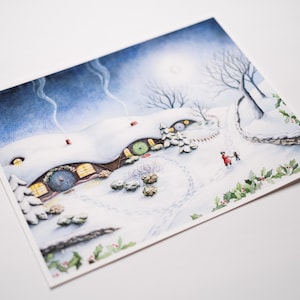 Winter Hobbiton Scene, Lord of the Rings Art Print, Hobbit Holes, the ...