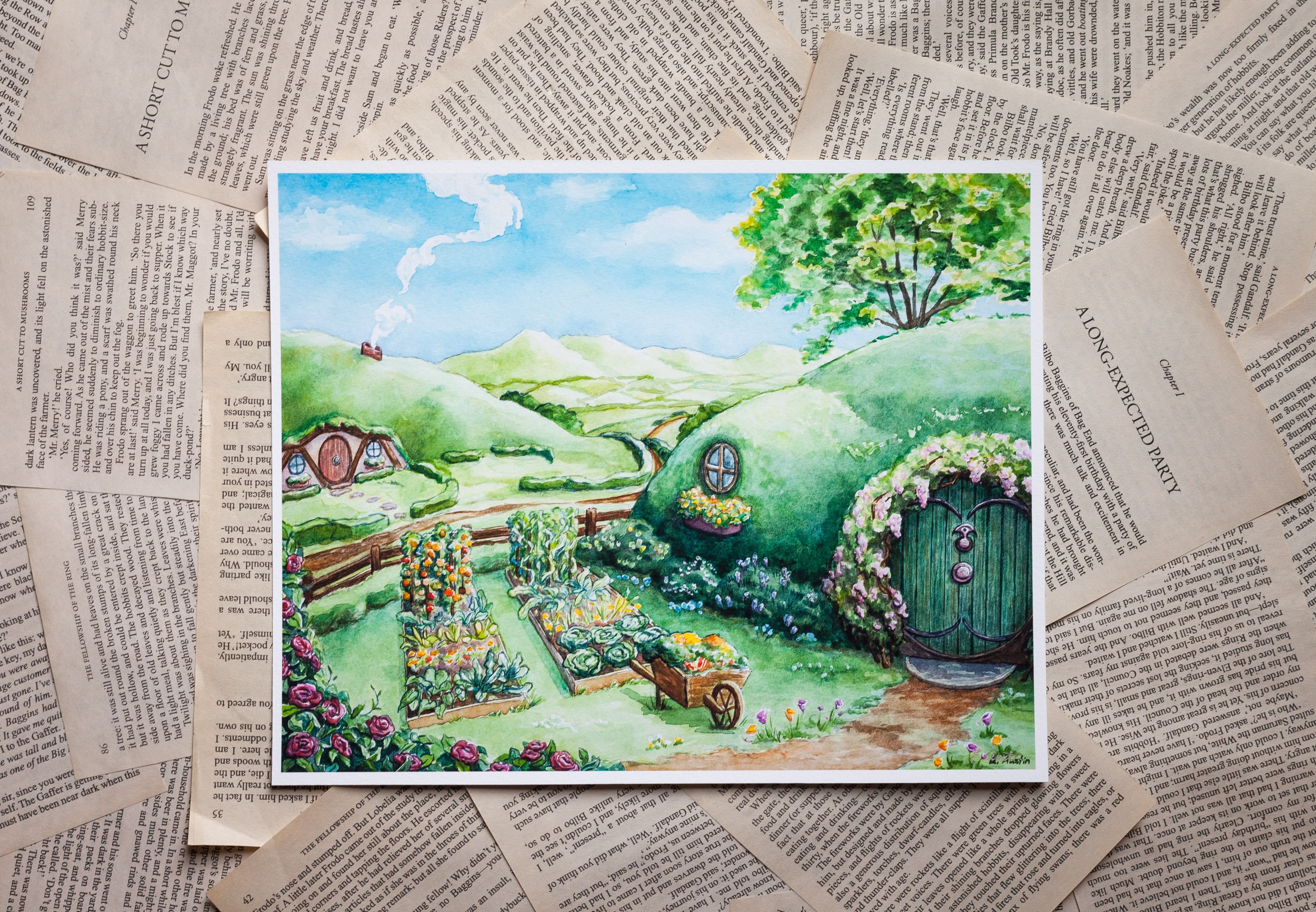 Hobbit Garden Fine Art Print Lord of the Rings Watercolor - Etsy
