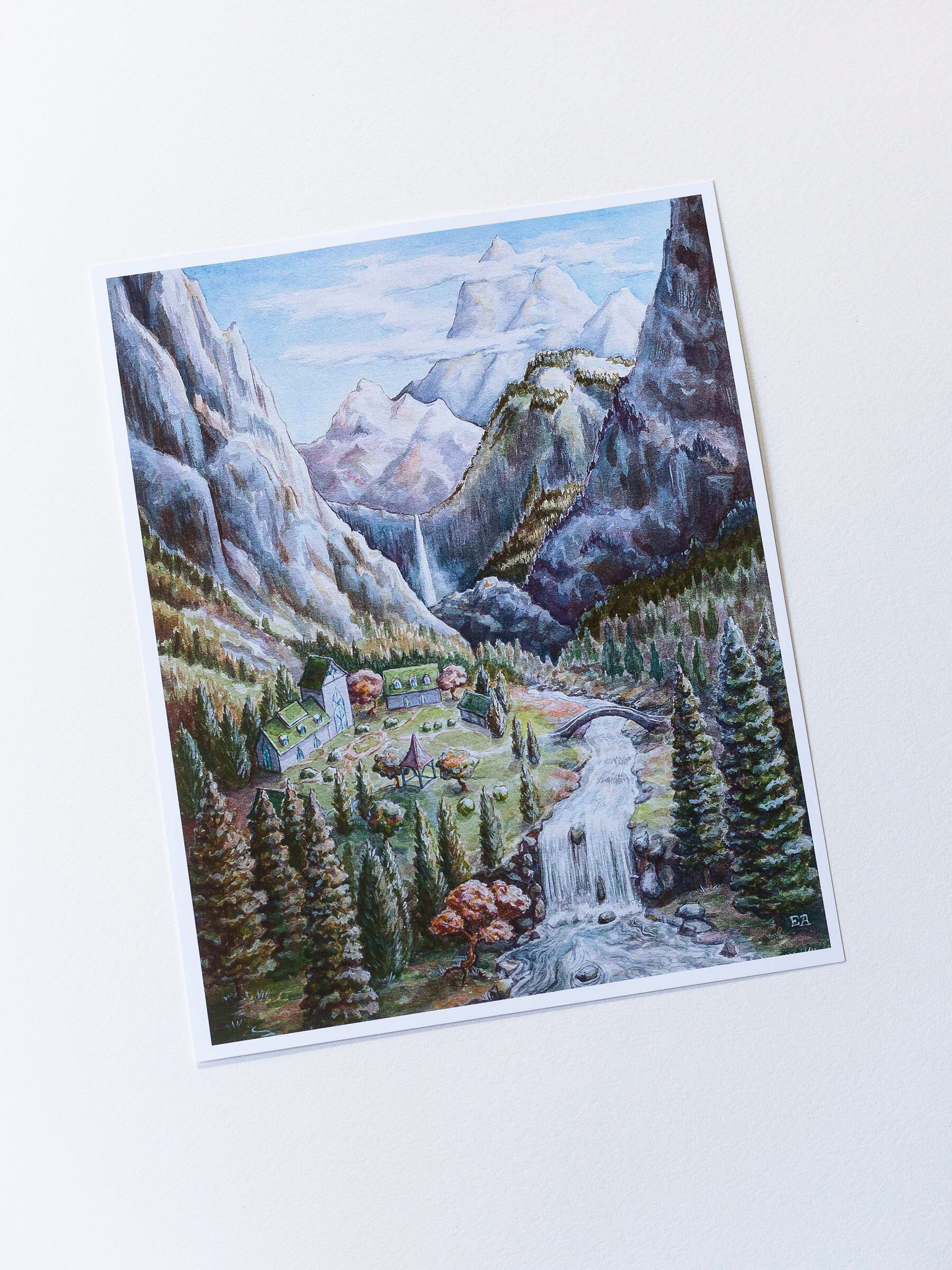 Rivendell Watercolor Print, Tolkien Art, Lord of the Rings, the Hobbit ...