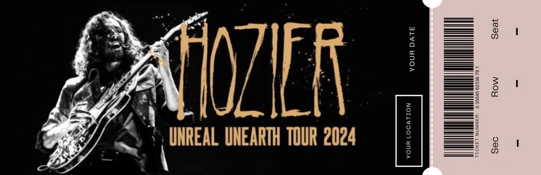 Customized Hozier Unreal Unearth Tour Concert Ticket Inspired Print - Etsy
