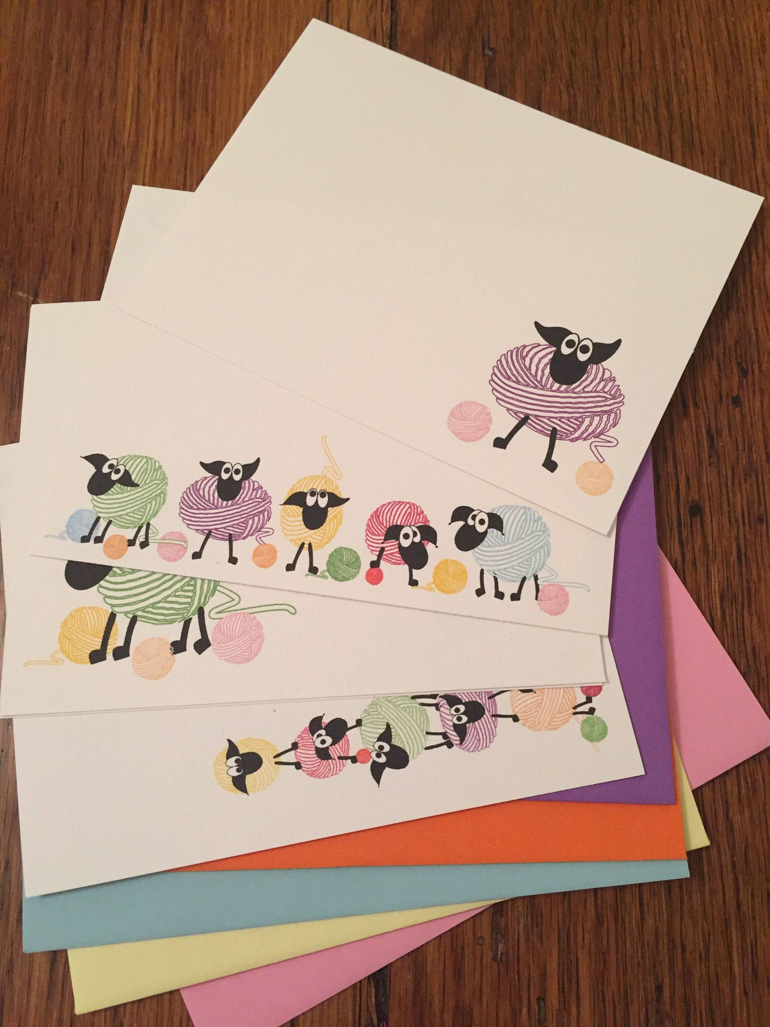 5 Sheep Stationery Flat Cards Sheep Card Set - Etsy