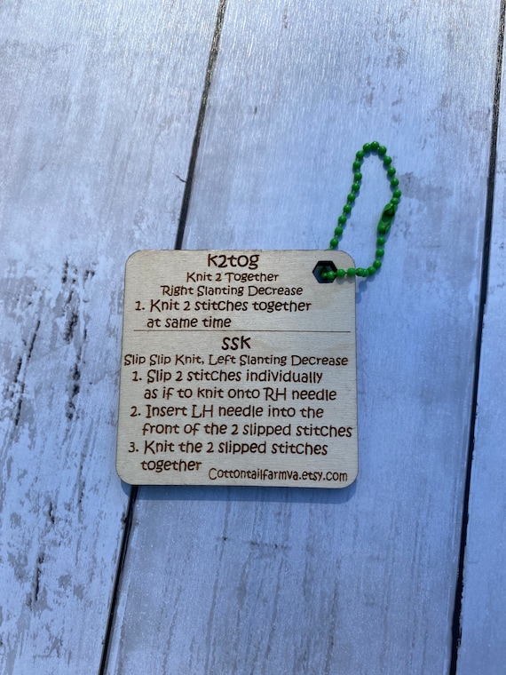 K2tog SSK Tool Stitch Reminder Tool Mini Helpers Knitting | Etsy