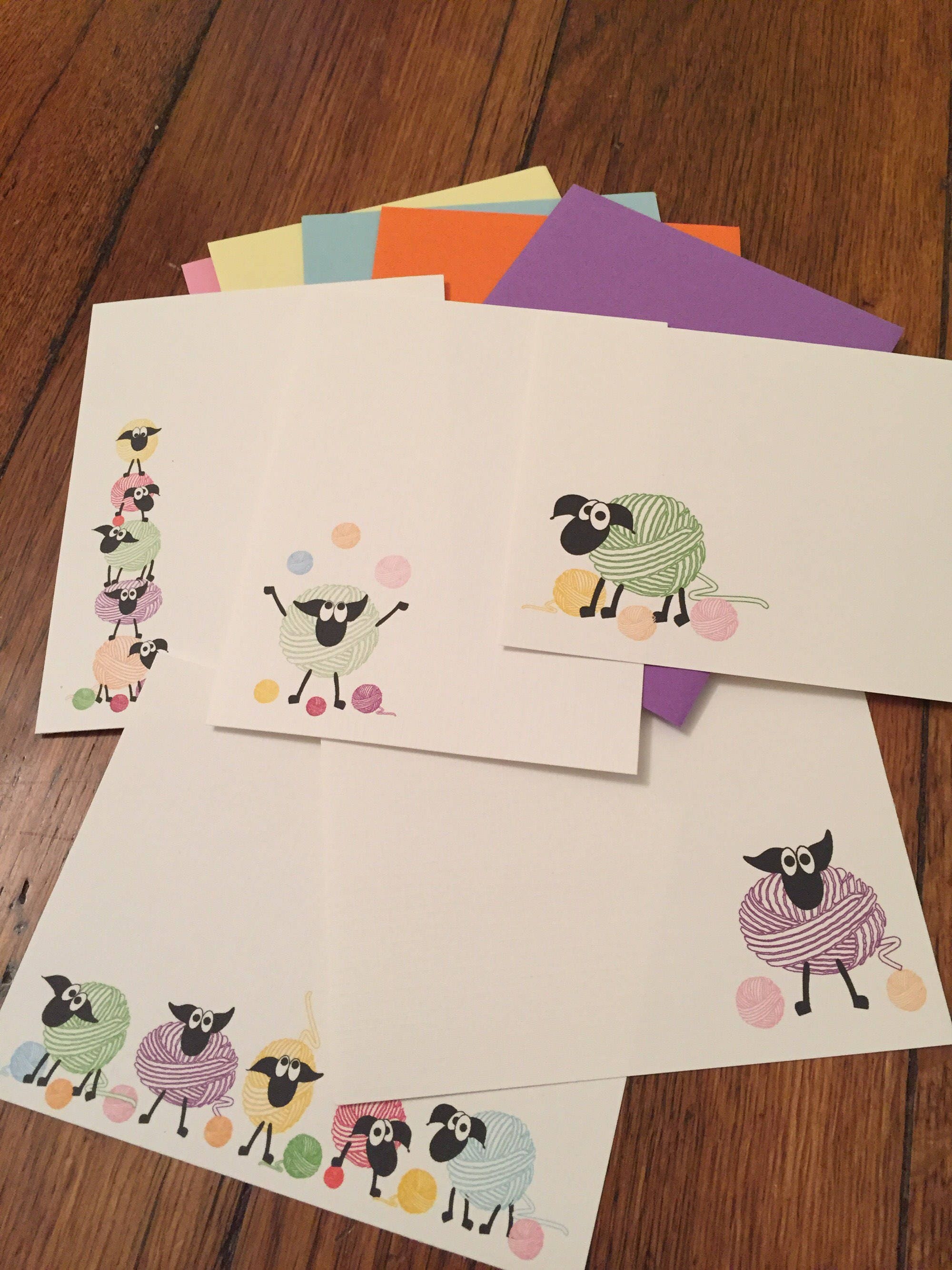 5 Sheep Stationery Flat Cards Sheep Card Set | Etsy