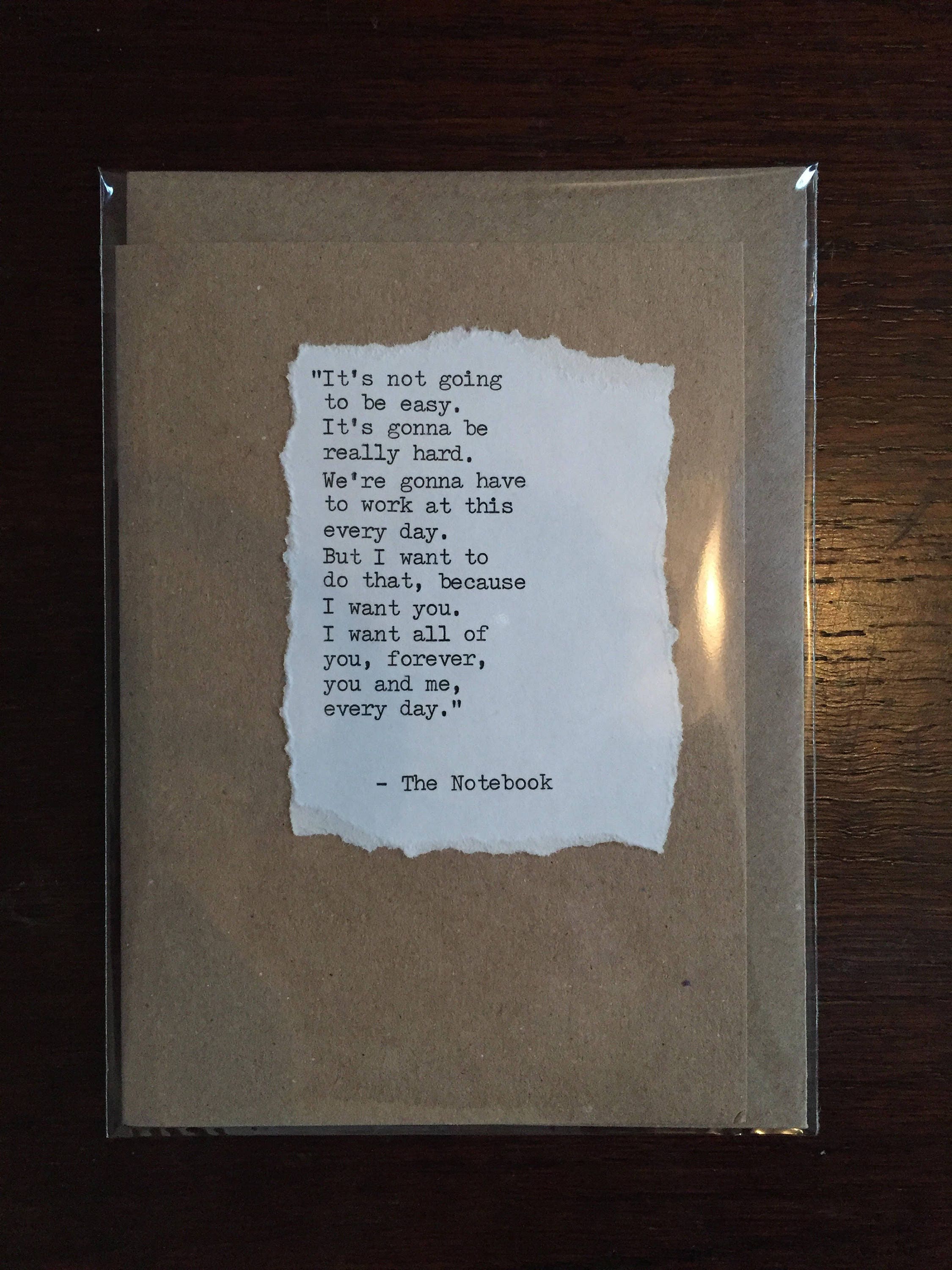 Handmade Greeting Cards Personalised Quote Cards Typewriter Text Any ...