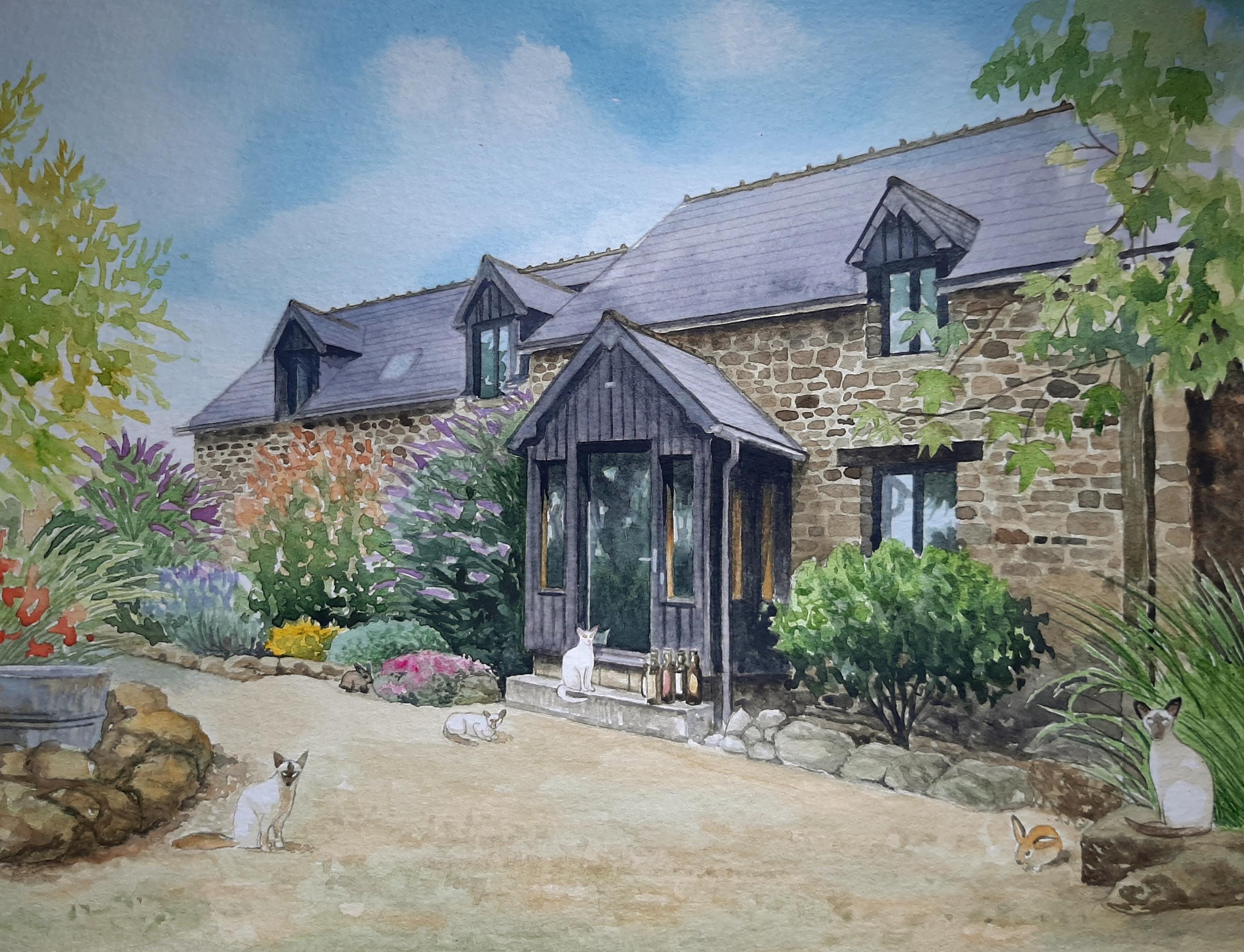 Small Hand Painted House or Building Portrait Painting in Watercolour 7 ...