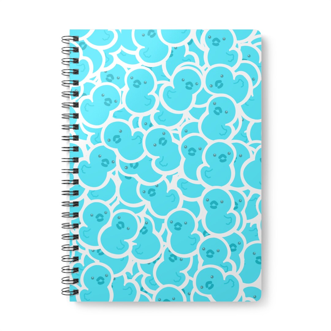 Duckie the Cute Rubber Duck, Blue Version, Wirobound Softcover Notebook ...