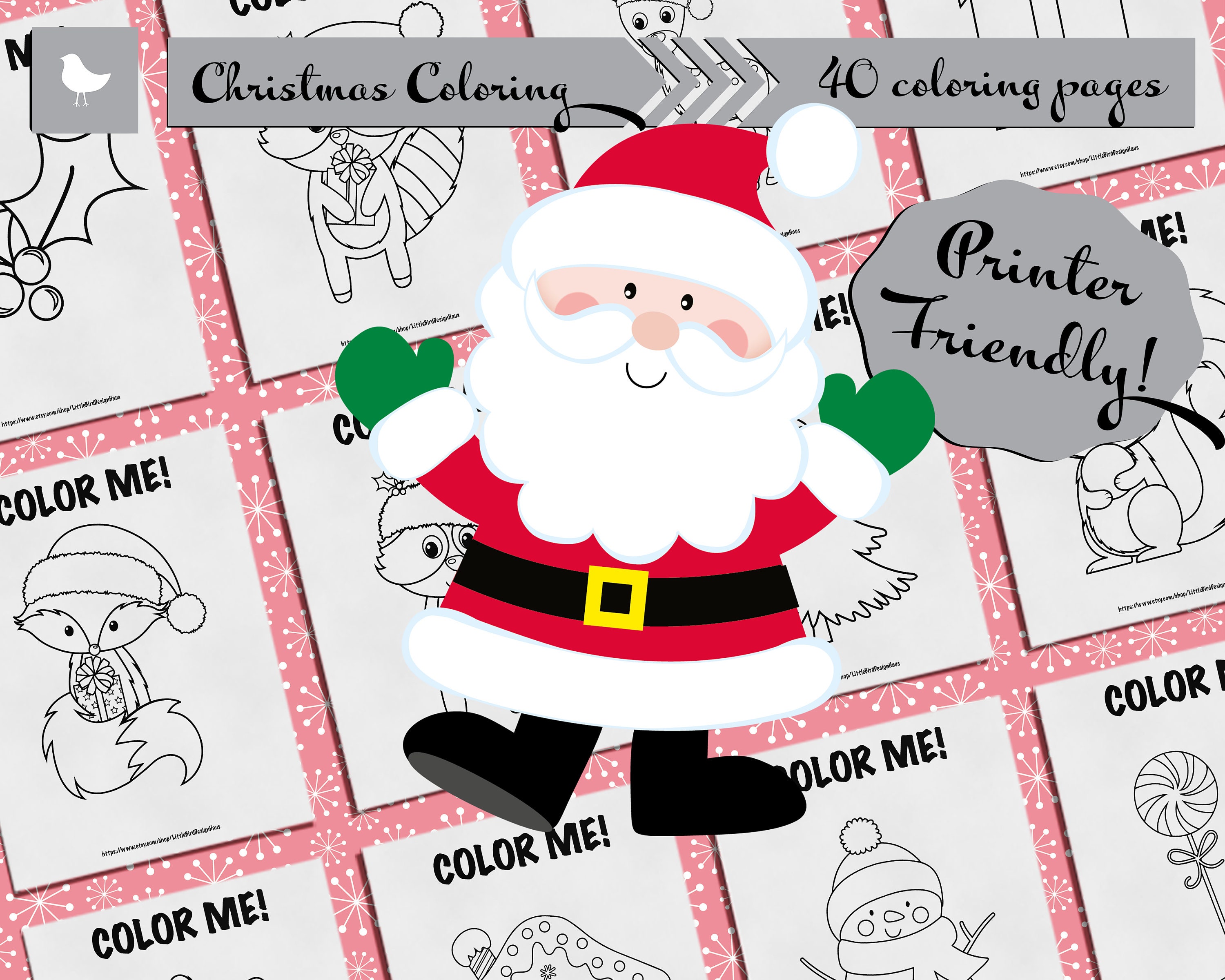 40 Christmas Coloring Sheets, Worksheets for Preschool, Kindergarten ...
