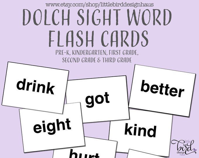 52 Dolch Primer Sight Word Flash Cards Printable. Kindergarten ...