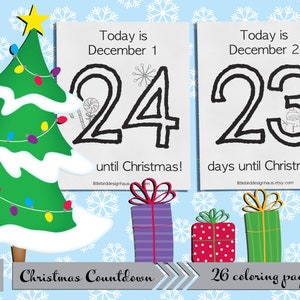 Christmas Countdown Printable Coloring Sheets, Worksheets, Preschool ...