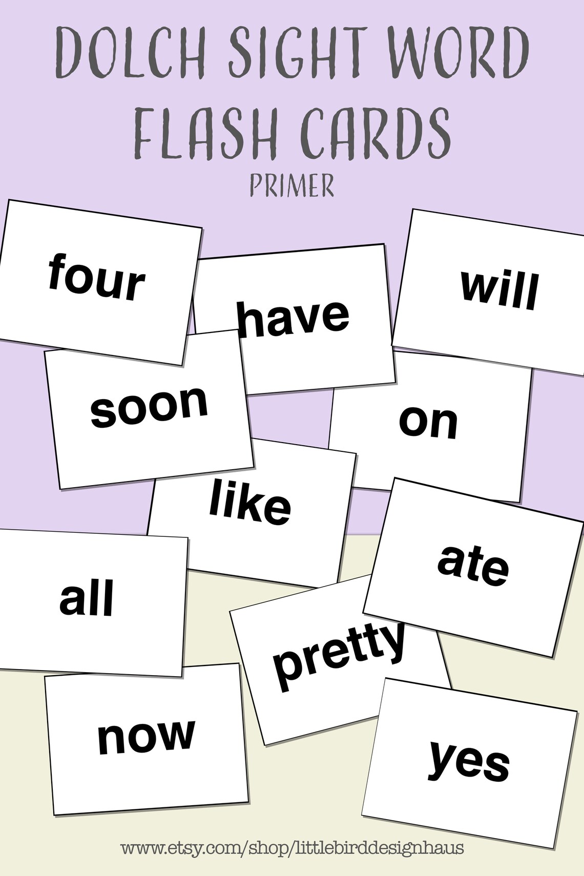 52 Dolch Primer Sight Word Flash Cards Printable. - Etsy Canada