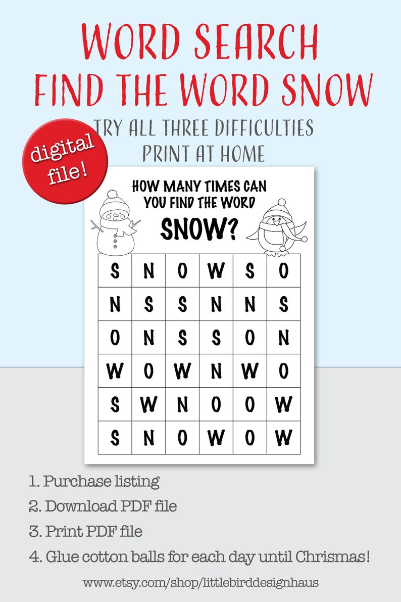 Winter Word Search Activity Worksheet | Printable Kindergarten ...