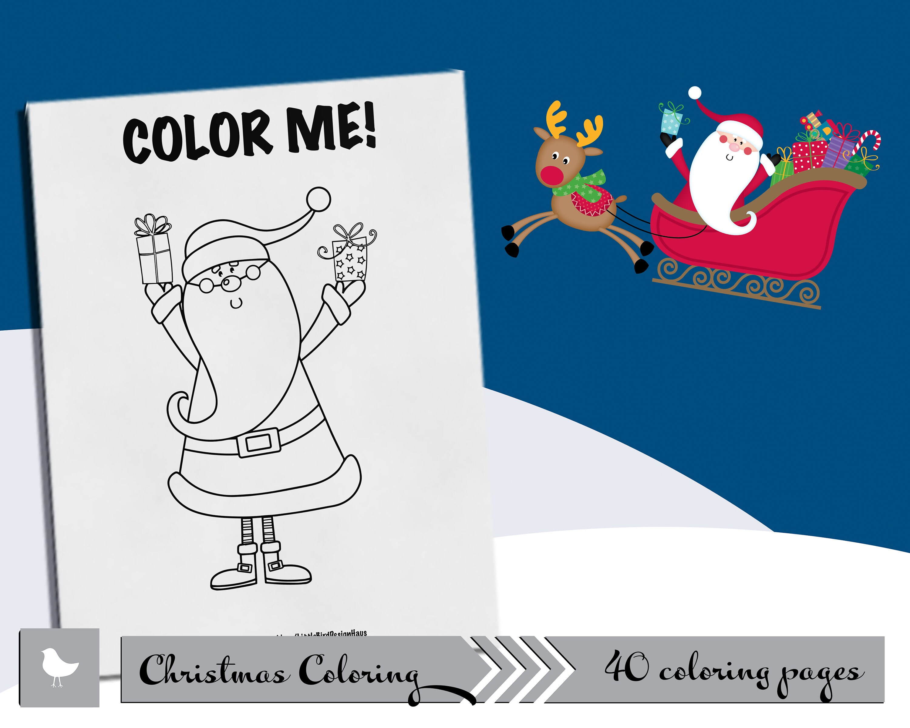 40 Christmas Coloring Sheets, Worksheets for Preschool, Kindergarten ...