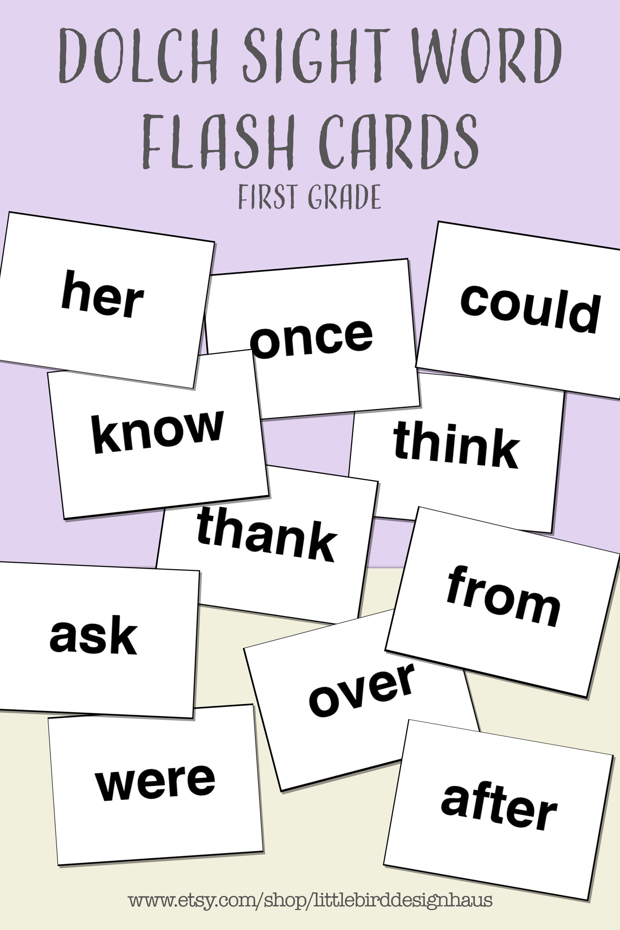 41 Dolch First Grade Sight Word Flash Cards Printable. 1st Grade ...