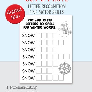 Winter Cut and Paste Activity Worksheet | Printable Kindergarten ...