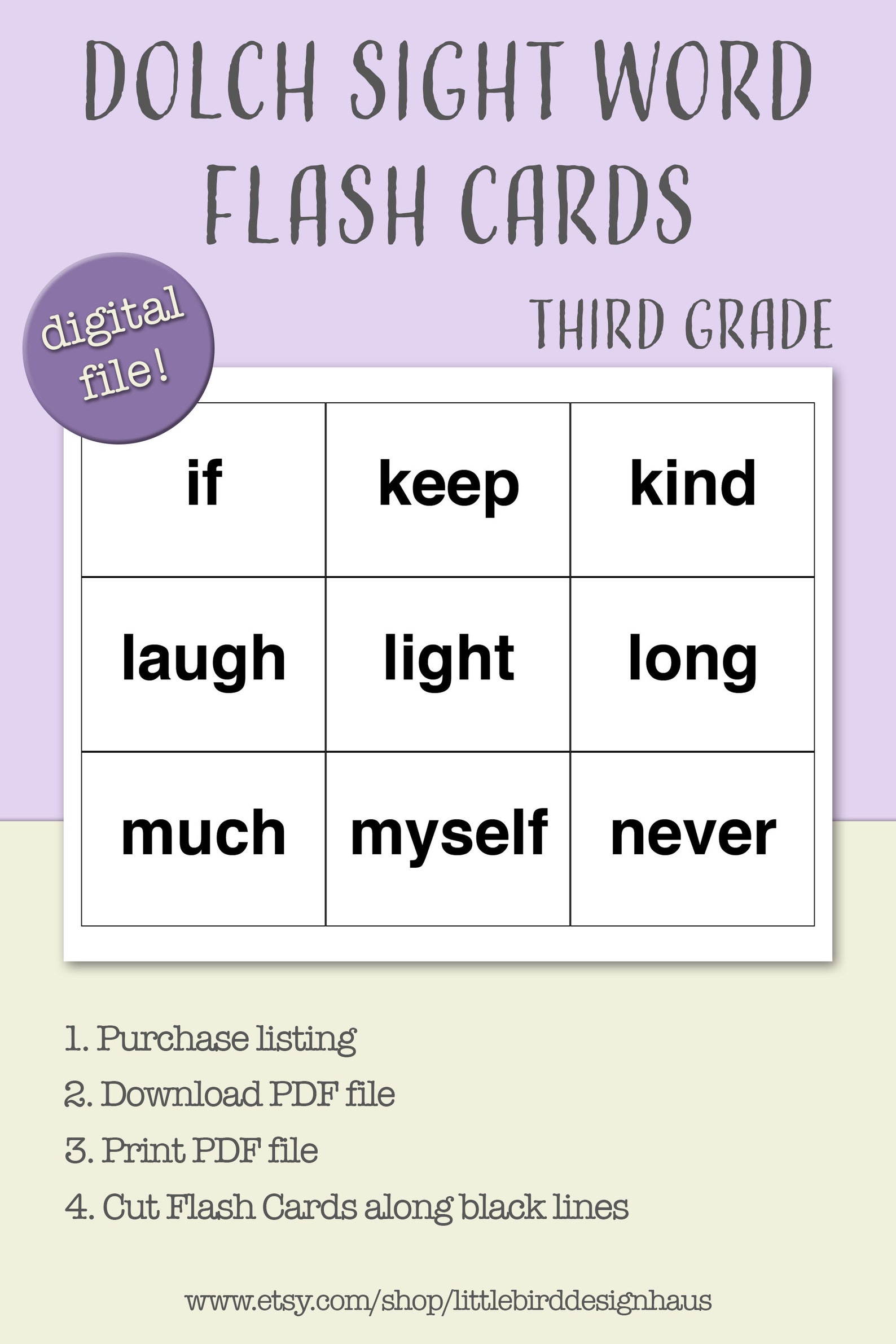 41 Dolch Third Grade Sight Word Flash Cards Printable. 3rd Grade ...