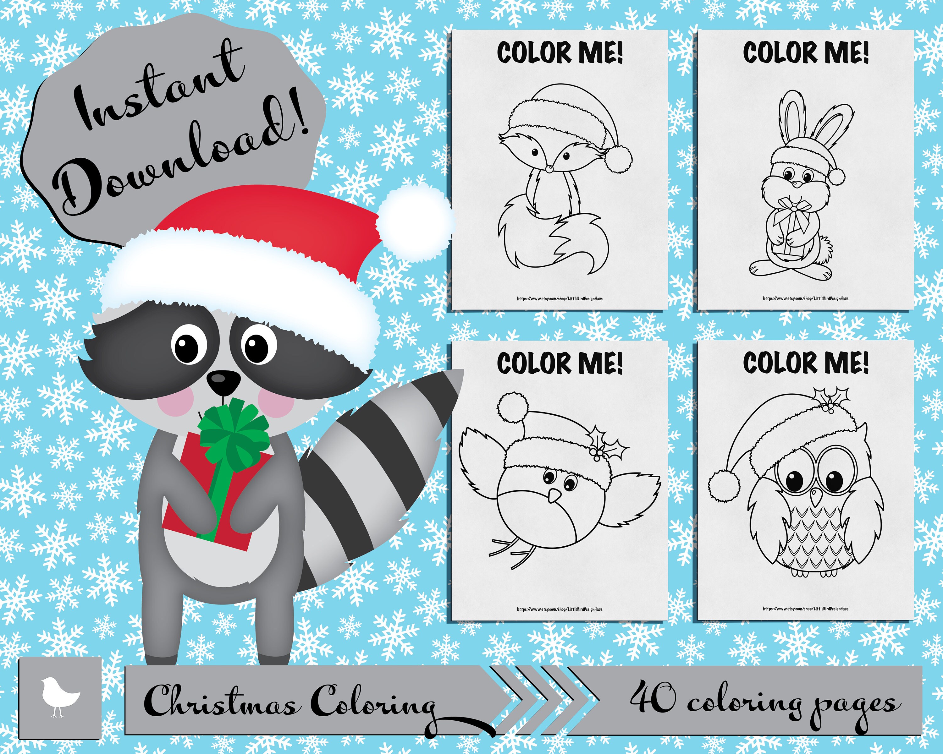 40 Christmas Coloring Sheets, Worksheets for Preschool, Kindergarten ...