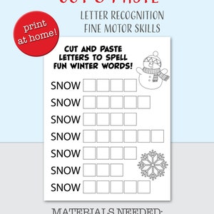 Winter Cut and Paste Activity Worksheet | Printable Kindergarten ...