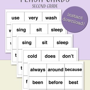 46 Dolch Second Grade Sight Word Flash Cards Printable. 2nd Grade ...