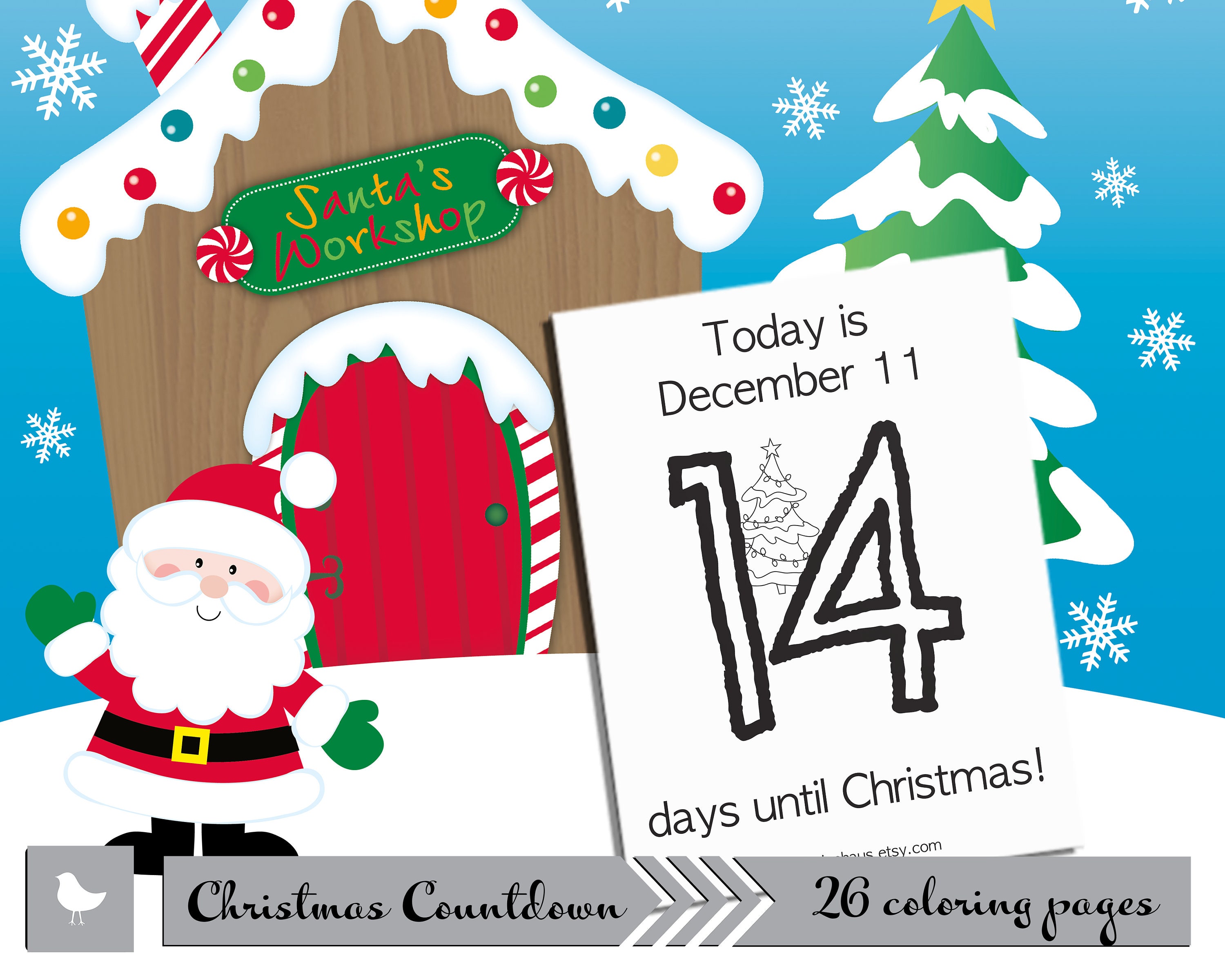 Christmas Countdown Printable Coloring Sheets, Worksheets, Preschool ...