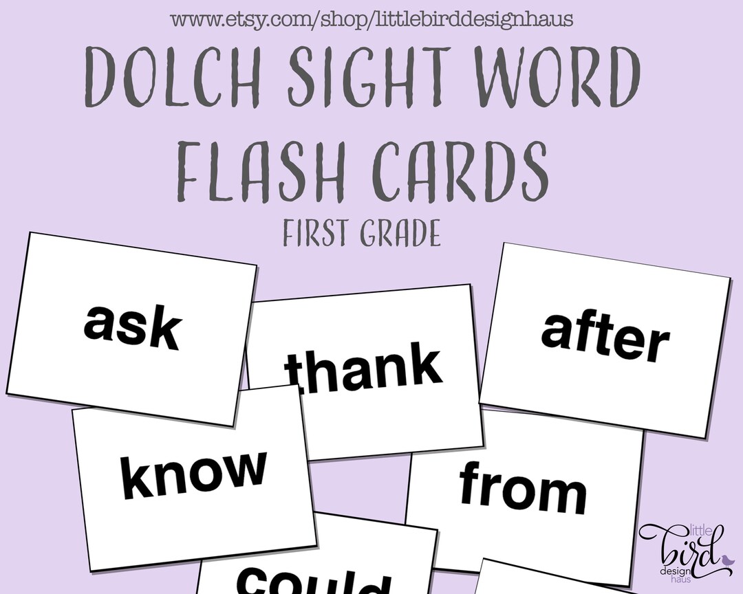 41 Dolch First Grade Sight Word Flash Cards Printable. 1st Grade ...
