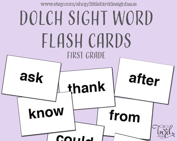 52 Dolch Primer Sight Word Flash Cards Printable. Kindergarten ...