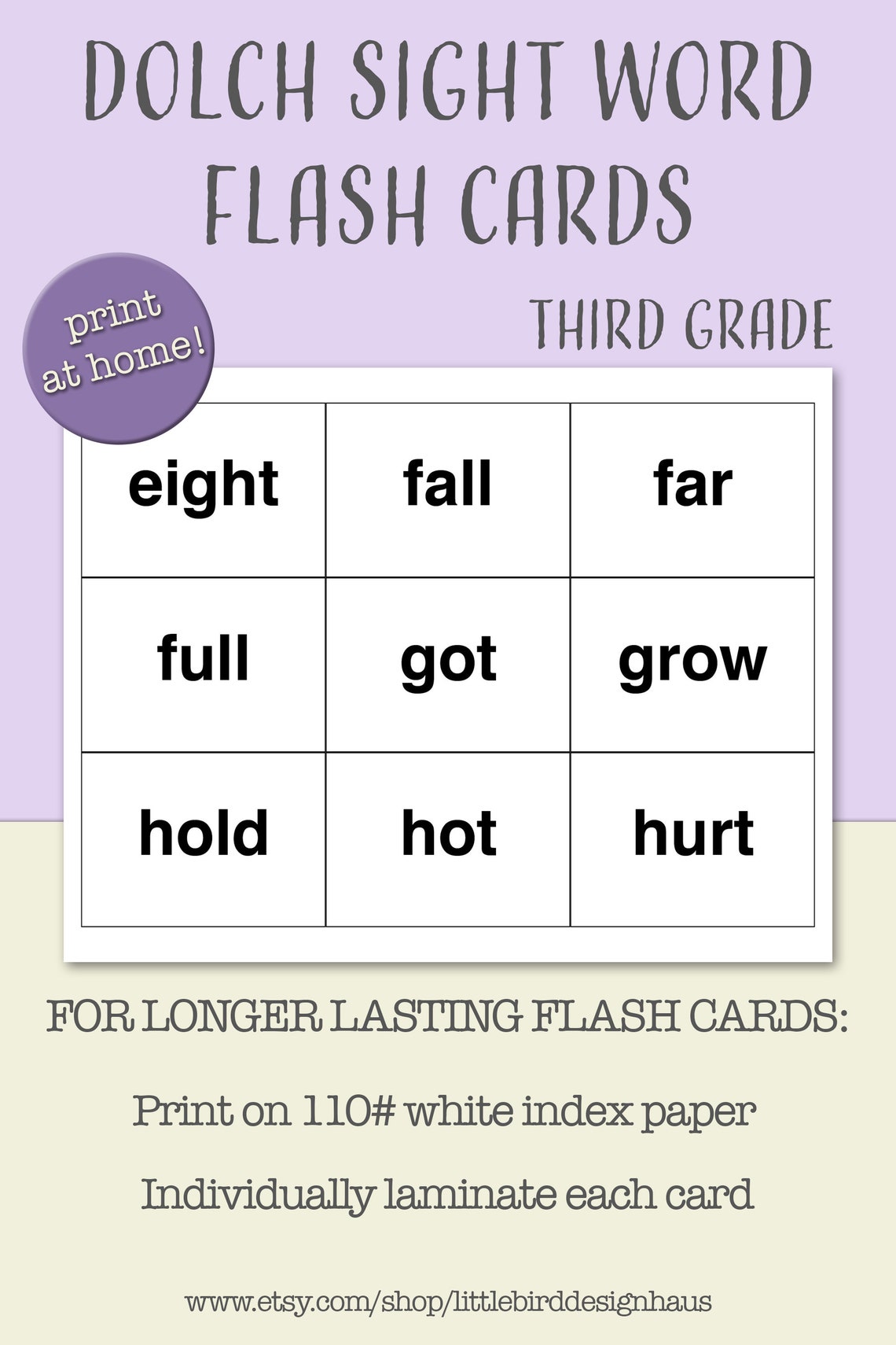 41 Dolch Third Grade Sight Word Flash Cards Printable. 3rd Grade ...