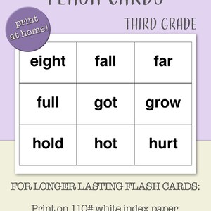 41 Dolch Third Grade Sight Word Flash Cards Printable. 3rd Grade ...